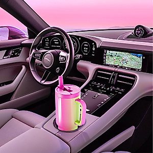 Meoky 32 oz Tumbler with Handle and Flip Straw, 100% Leakproof Tumbler with Lid and Straw, Stainless Steel Insulated Cup, Cupholder Friendly, Keeps Cold for 24 Hours (Carnival)