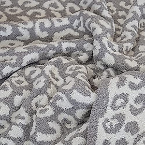Luxury Wild Leopard Throw Blanket - Super Soft Cozy Cable Knitted Throw Blanket, Plush Polyester Blanket, Reversible Chic Blankets, Sweet Dreams Design for Bed, Sofa, Chair, Couch, Travel (Gray)