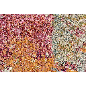 Unique Loom Chromatic Collection Modern Over-Dyed & Vibrant Abstract Area Rug for Any Home Décor, 2 ft 7 in x 10 ft, Multi/Beige