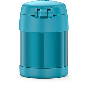 THERMOS All-In-One Vacuum Insulated Stainless Steel Meal Carrier with Spoon (Smoke) FUNTAINER 10 Ounce Stainless Steel Vacuum Insulated Kids Food Jar with Folding Spoon (Teal)