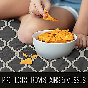 Sofa Shield Couch Slip Cover with Patented Strap, Cushion Protector, Reversible Stain and Dog Tear Resistant Slipcover, Quilted Microfiber 70” Seat Washable Covers, Pet Dogs Quatrefoil Charcoal Linen