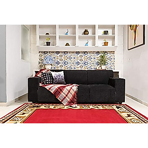 Furnish my Place 631 Red 7'8"x9'8" Wildlife Bear Rustic Moose Decor Lodge Cabin Area Rug, Elegant and Durable Mat, Red