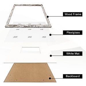 GraduatePro 14x14 Signature Picture Frame Board for 5x7 Photo with Signable Mat for Birthday Baptism Party Graduation Wedding Guest Book Rustic White