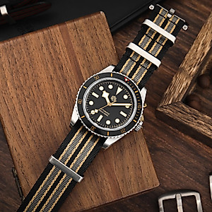 watchdives Nylon Watch Band 18mm 20mm 22mm Multicolor Replacement Watch Straps for Men Women (Black Yellow Gray, 20mm)