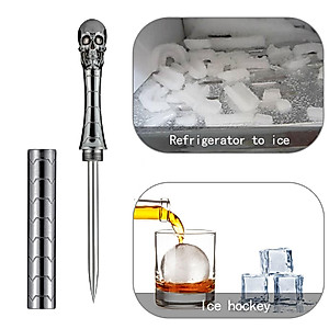 MUMIAO Ice Picks Zinc Alloy Handle Stainless Steel Tool With Safety Cover Ice Tool Kitchen Tool for Restaurant Bar Home (Dark Grey)