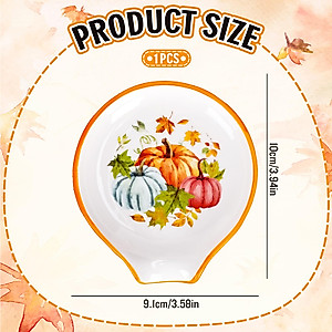 JarThenaAMCS 3.9 Inch Fall Mini Ceramic Spoon Rests Autumn Thanksgiving Pumpkin Maple Leaf Small Coffee Spoon Holder for Coffee Stirrers Teaspoon Bar Spoon Coffee Bar Accessories Coffee Station
