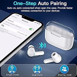kurdene P3 Wireless Earbuds Bluetooth 5.3 Headphones, Deep Bass Stereo with Microphone Earphones in-Ear, Immersive Premium Sound Ear Buds for iPhone, Android-Clear
