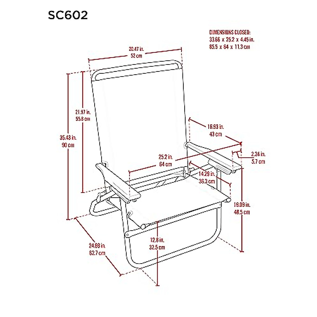 Tommy Bahama 4-Position Easy Out Folding Beach Chair, 2-Pack, Blue