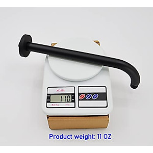 Aquaiaw Shower Arm and O-Ring Flange, 12 inch, Solid Brass, Round, Both 1/2 NPT Tapered Threads, Bent Shower Arm, Wall Mount Shower Head Extension Arm, Rainfall Shower Head Arm (Matte Black)