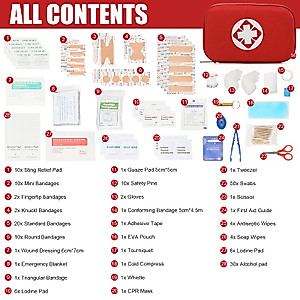 WEWAK First Aid Kit - 175pcs, Compact First Aid Kit with EVA Case and Bag, for The Car, Home, Boat, School, Camping, Hiking, Office, Sports