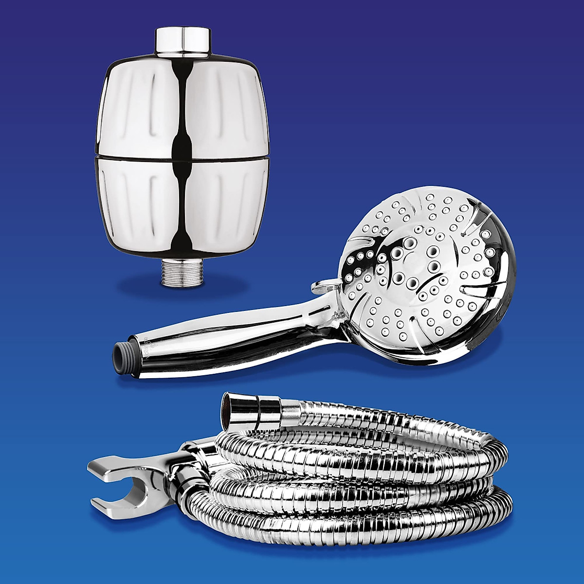 AquaBliss SF500 HD HEAVY DUTY High Output Shower Filter - Chrome - Plus The AquaBliss TheraSpa Hand Shower – 6 Mode Massage Shower Head with Hose High Pressure to Gentle Water Saving Mode