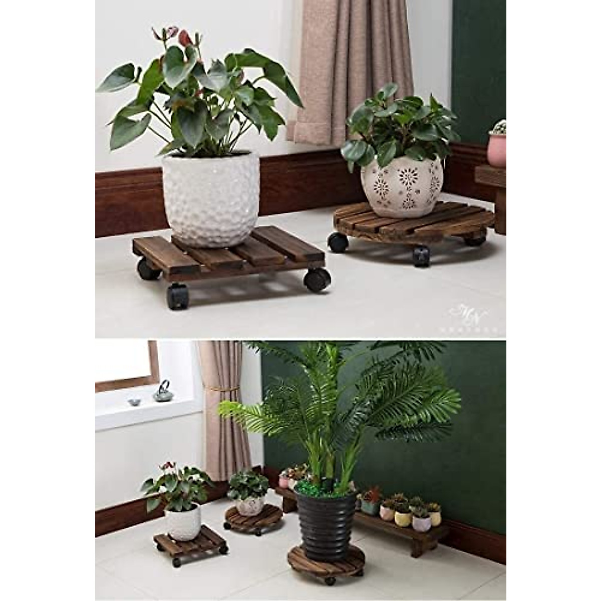 Plant Caddy Square Plastic Plant Pot Trolley Large Plant Pot Mover Dolly Garden Flower Pot Stand On Wheels Heavy Duty Plant Pot Caddy On Wheels Plant Pot Saucers With Wheels And Drainage Holes Indoor