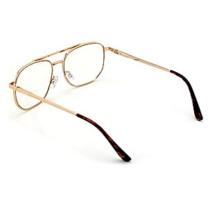 V.W.E. Metal Clear Len Glasses - Big Lens Spring Hinge Square Fashion Gold Gunmetal (Gold)