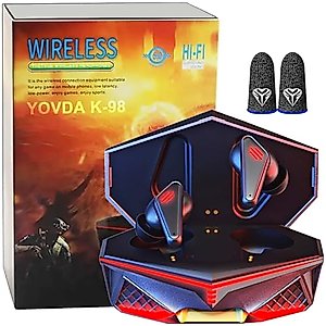 YOVDA Wireless Gaming Earbud, K98 Wireless Gaming Headphone with Charging Case and Built-in Mic, Bluetooth 5.1 Dual Game Music Mode Earbuds Wireless Headphones with 30 Hours Playtime, RGB