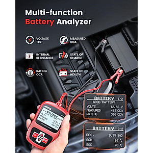 ANCEL BST200 Car Battery Tester 12V 100-1100 CCA Automotive Bad Cell Load Test Tool Digital Analyzer Tester for Car Truck Motorcycle SUV Boat and More