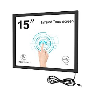 GreenTouch 15 inch 10 Points ir Touch Screen, ir Touch Panel, Infrared Touch Screen Overlay for Touch Monitor, Payment Terminal…