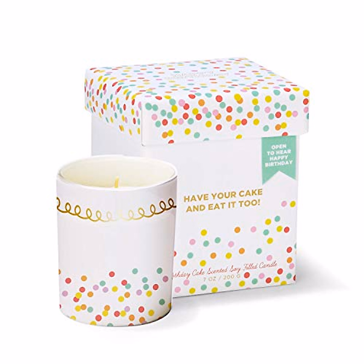 Two's Company Birthday Cake Music Box with Scented Candle