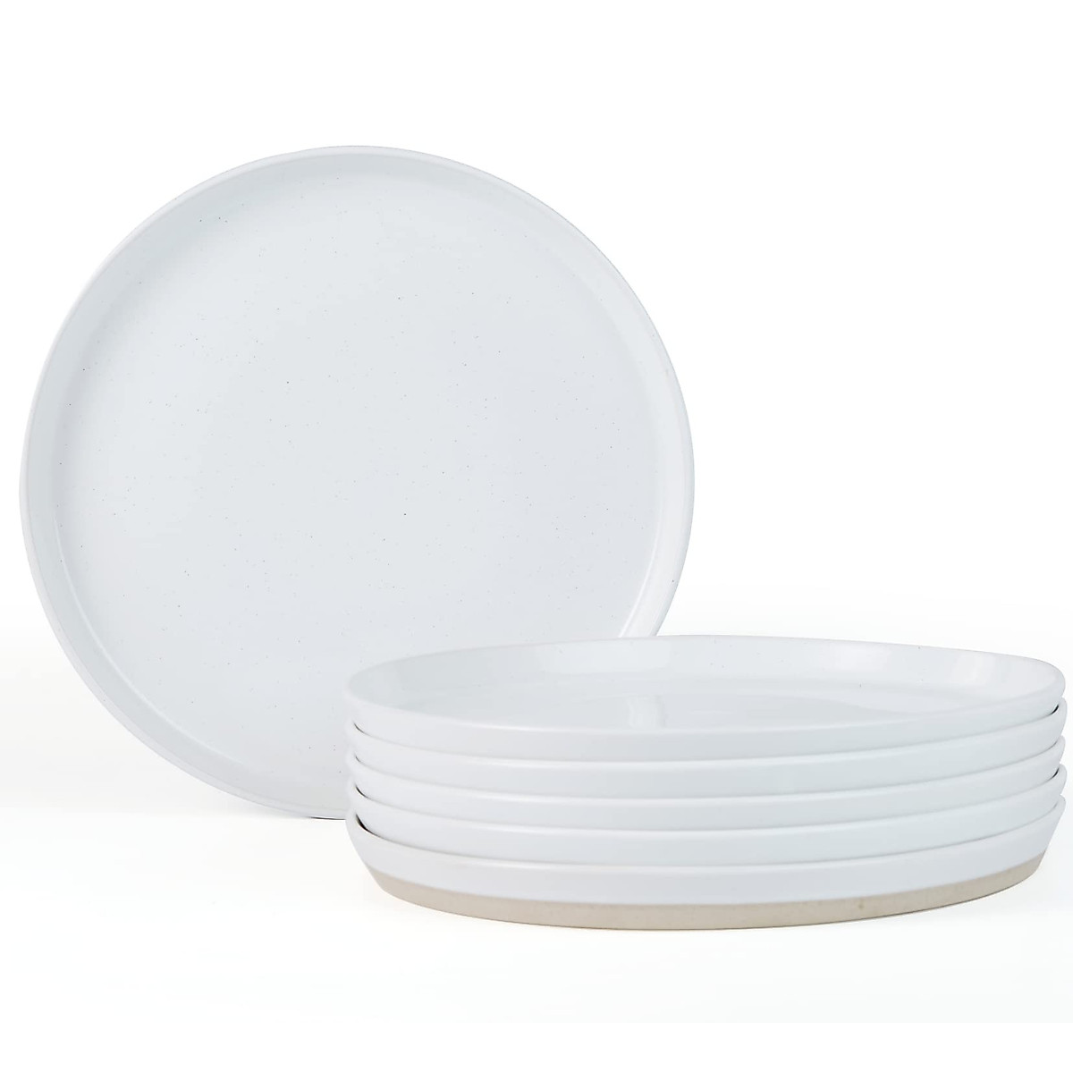 famiware Saturn 6 Pieces Dinner Plates, 10.5 inch Plate Set, Scratch Resistant, Stoneware Dinnerware, Kitchen Modern Rustic Serving Dishes, White