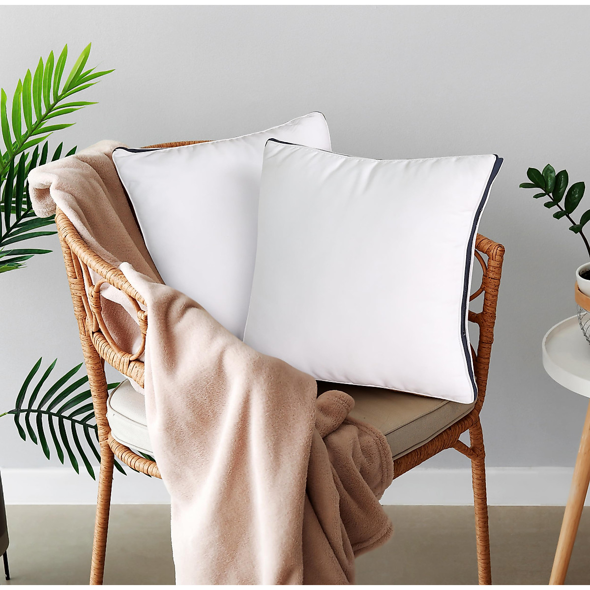 Utopia Bedding Throw Pillows Insert (Pack of 2, White), 18 x 18 Inches Couch Sofa Cushion, Decorative Pillow and Sham Stuffer for Bed