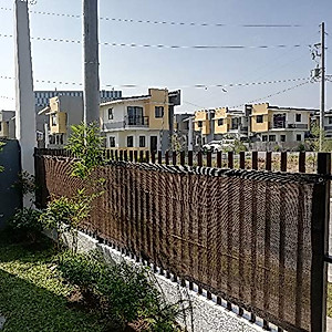 SLDHFE Privacy Screen Netting for Fence, 3ft x 16ft Winds Cover Fabric Shade Tarp Netting Mesh Cloth, Balcony Railing Shade Deck Tarp, Shade Cover with Grommets Duty Perfect for Terrace,Coffee