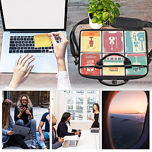 Music Type Laptop Computer Bag Waterproof Shoulder Messenger Bag 13-15 inch Durable Laptop Tote Bag with Shoulder Strap Handle Lightweight Crossbody Briefcase