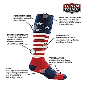 DARN TOUGH (Style 1815) Men's Captain Stripe Snow Sock - Stars and Stripes, Large