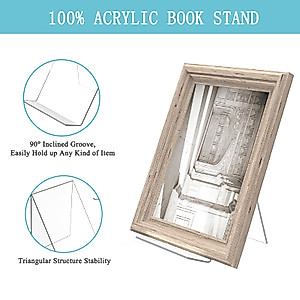 SANYOUNG 6 Pack Acrylic Book Stand, Clear Book Display Easel, Acrylic Book Stand Holder for Displaying Comic Books, Albums, Newspaper, Magazines, CDs, etc