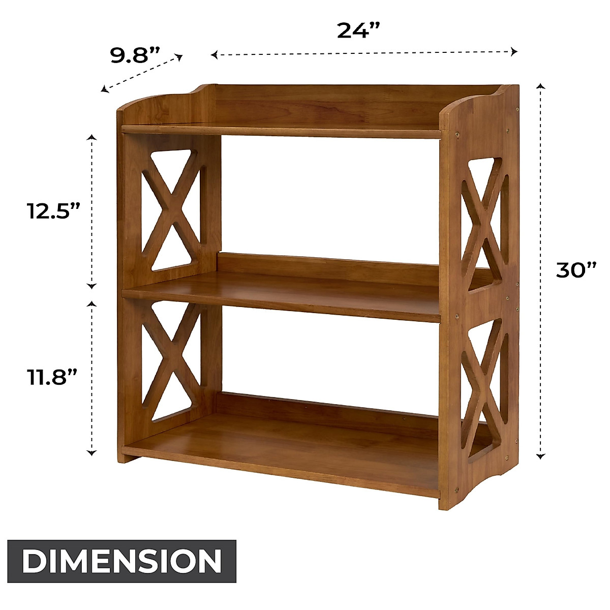 YCICI Bookcase by Natural Wood, 3 Tier Bookshelf, Small Book Shelves Freestanding Display Storage Shelves. Open Bookshelf for Bedroom, Living Room and Office (Brown, 3 Tier)