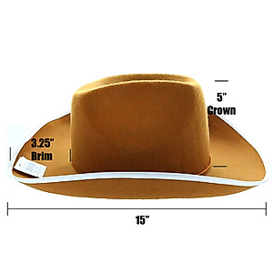 GiftExpress Adult Brown Felt Cowboy Hat, Western Cowboy Hat for Men/Women, Cowgirl Hat, Country Style, Rodeo Style Costume Hat