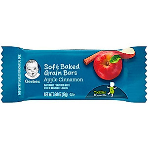 Gerber Soft Baked Grain Bars Variety Pack - 1 Box Apple Cinnamon & 1 Box Strawberry Banana - 8 Individually Wrapped Bars/Box (Pack of 2 Boxes)