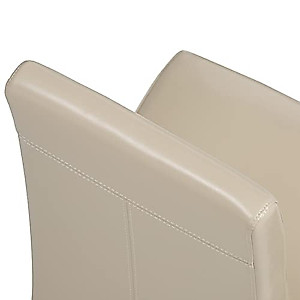 SIMPLIHOME Acadian Transitional Parson Dining Chair (Set of 2) in Satin Cream Vegan Faux Leather, For the Dining Room