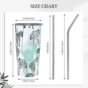 Yaxongx 20oz Tumbler Leopards Tiger Zebra Double Wall Vacuum Insulated Coffee Mug with Lid and Metal Straw Brush Reusable Stainless Steel Water Bottle Travel Cup Gifts for Car Ice Drinks Hot Beverage