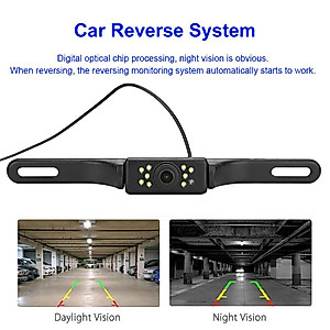 License Plate Camera, Waterproof Car 9LEDs License Plate Rear View Reverse Camera Wide Angle IP67 Waterproof Night Vison Reverse Backup Monitoring System