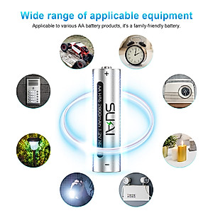 SUKAI AA AAA Rechargeable Batteries Combo - 2800mAh AA Rechargeable Batteries (8 Pack) and 1100mAh AAA Rechargeable Batteries (8 Pack), 1.2V High Capacity Low self-Discharge Ni-MH Batteries