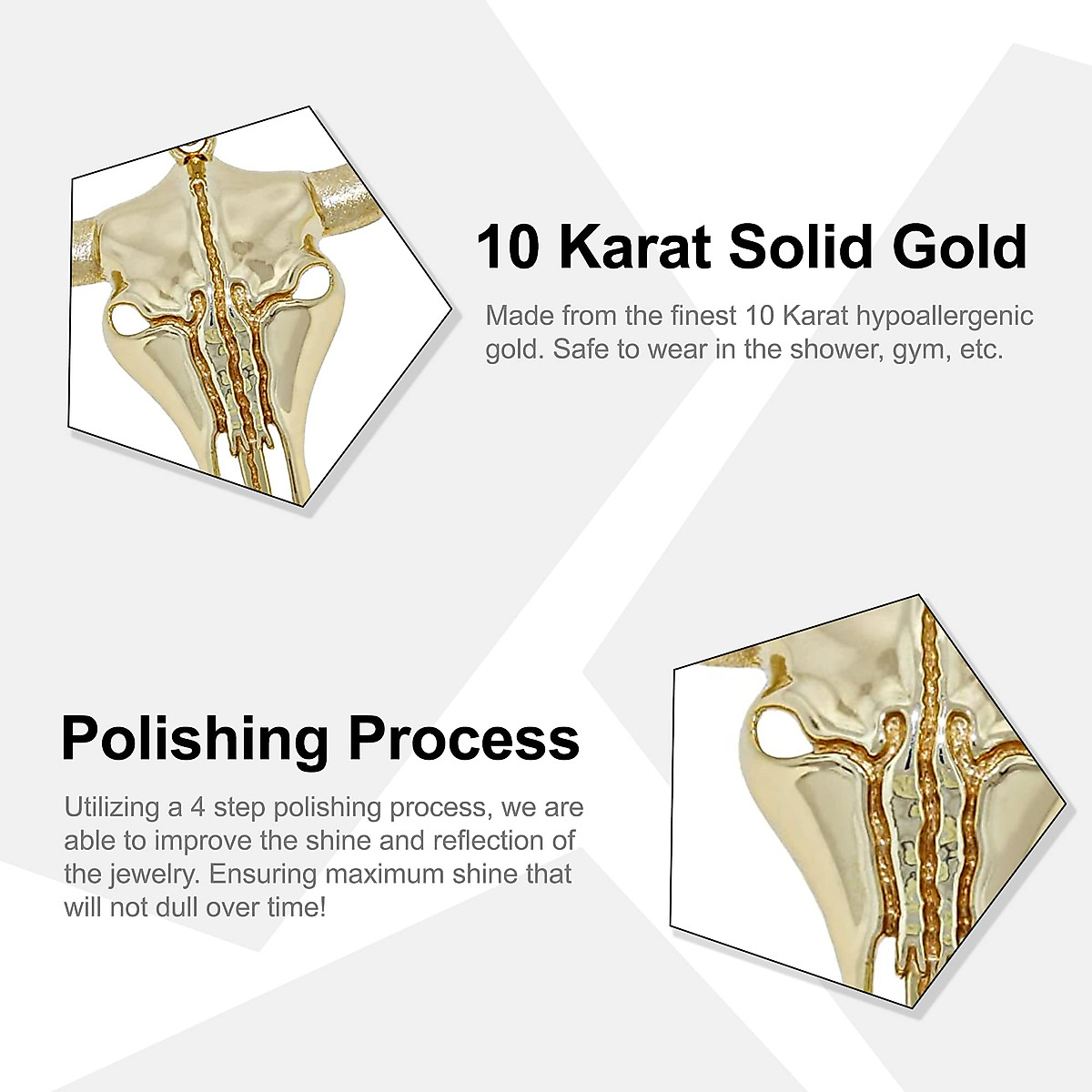 Charm America - Gold Bull's Head Charm - 10 Karat Solid Gold - Ox Cattle Charm