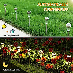 TWINSLUXES 16 Pack Solar Pathway Lights Outdoor Dual Light Source LED Solar Waterproof Pathway Lights for Garden Patio and Walkway Decoration Warm White.