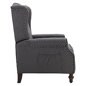 Consofa Wingback Recliner Chair with Massage and Heat Tufted Fabric Push Back Arm Chair for Living Room Vintage Recliner Chair with Remote Control, Padded Cushion, Backrest, Wooden Legs