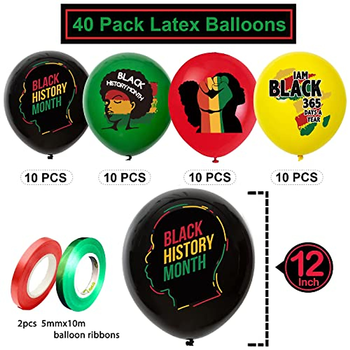 Black History Month Balloons Party Decoration Supplies - African American Country Festival Black History Balloons Party Decorations