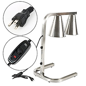 HORESTKIT Food Heat Lamp Food Warmer, Commercial Grade, Adjustable Stand with Two 250-watt Bulbs, Free-Standing, Non-Slip feet, No Pan
