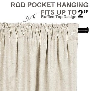 INOVADAY 100% Cream Blackout Curtains for Bedroom, Thermal Insulated Linen Blackout Curtains 108 Inch Length 2 Panels Set, Back Tab/Rod Pocket Room Darkening Curtains for Nursery - Cream, W50 X L108