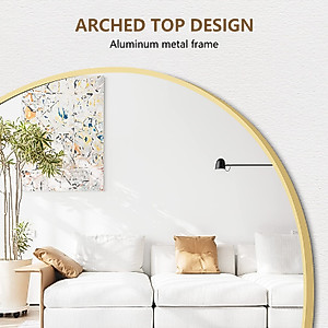 NUTTUTO 64"×21" Arched Full Length Mirror, Floor Mirrors with Aluminum Alloy Frame, Wall-Mounted Full Length Body Mirror Free-Standing or Leaning Against Wall for Bedroom Living Room, Gold