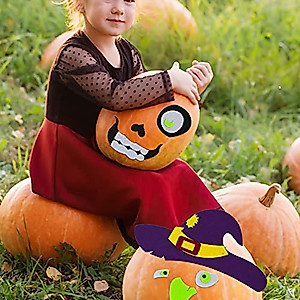 Halloween Pumpkin Sticker 12 PCS Halloween Felt Stickers Glitter Felt Stickers Self Adhesive Pumpkin Decorating for Kids Halloween Pumpkin Face Stickers Crafts