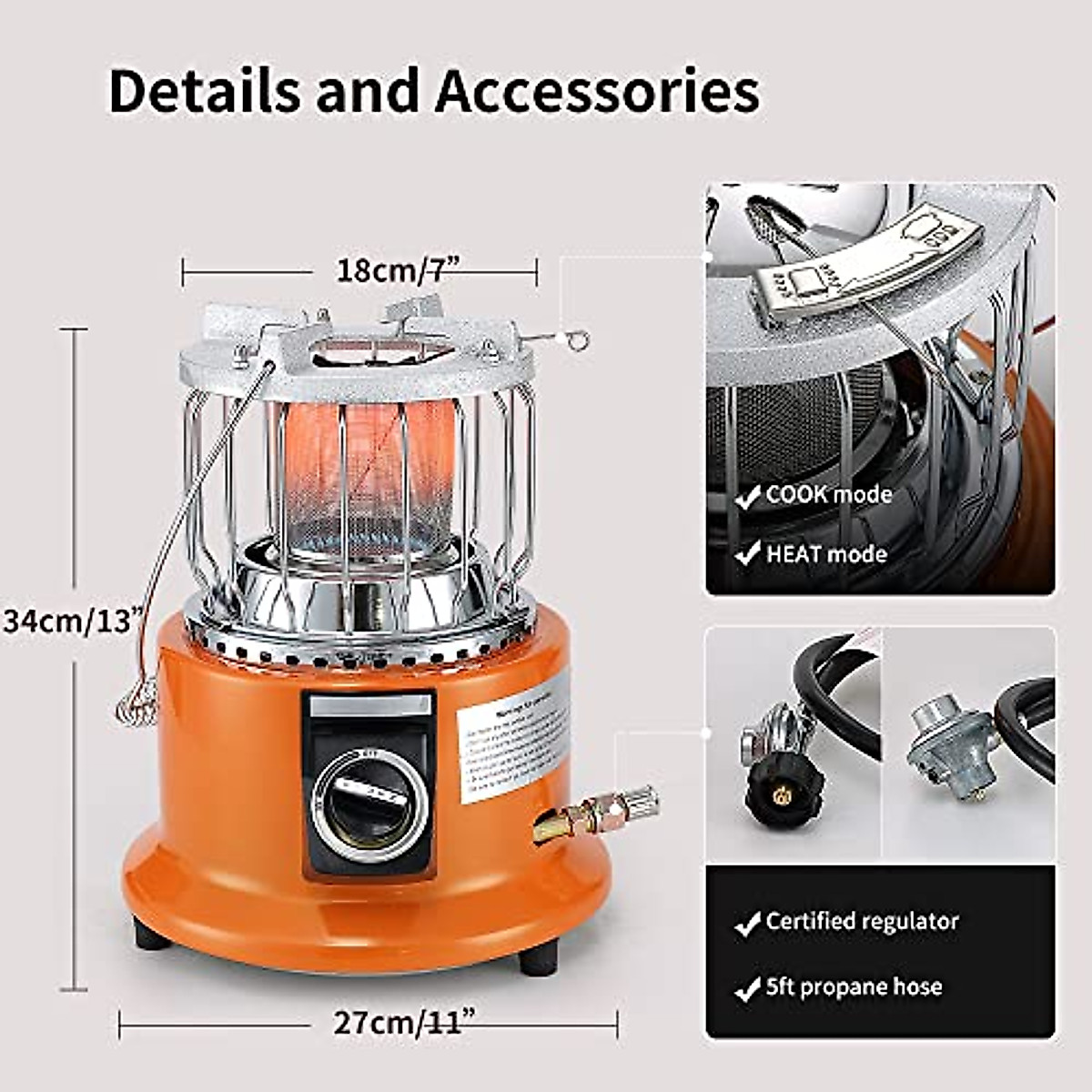 Propane Space Heaters for Indoor Use Large Room, Portable Outdoor Stove Camping Accessories