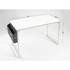 CubiCubi Computer Desk 40" Study Writing Table for Home Office, Modern Simple Style PC Desk, White Metal Frame, White
