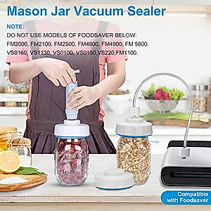 Jar Sealer Vacuum Sealer, 19 PCs Jar Sealer Kit for Food Saver with Accessory Hose for Wide and Regular Mouth Mason Jars, Canning Sealer with Jar Attachment 2 Hose Manual Vacuum Pump, Lables & Marker