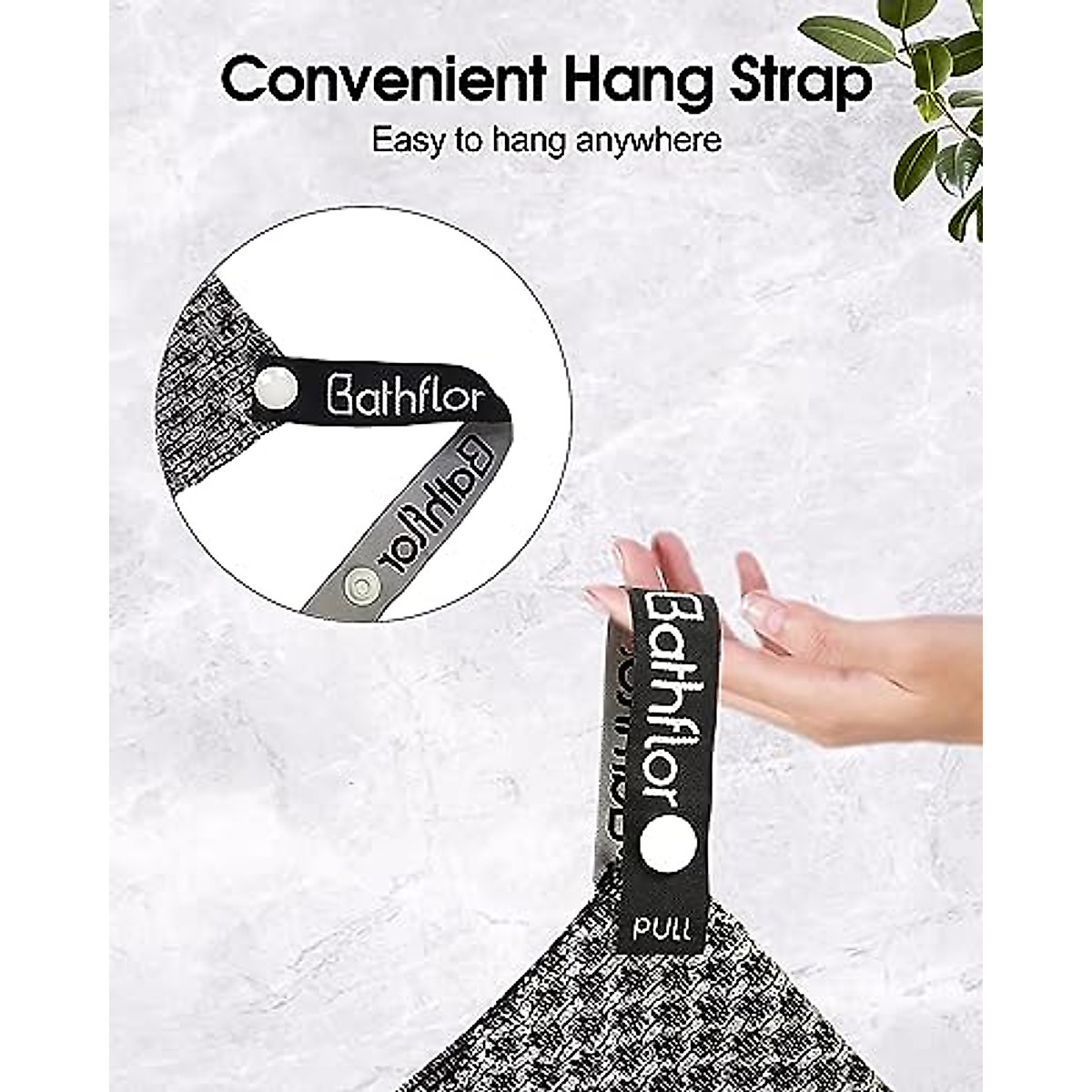 Bathflor Exfoliating Shower Towel with Clip Strap, Exfoliating Washcloth with 2 Sides for Washing & Scrubbing, Premium Japanese Scrub Wash Cloth, Quick Drying, 40inch Length (1 Pack-W)