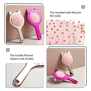 Detangling Hair Brush Air cushion Comb Oneleaf Cute cat ear shape for Curly, Thick, Natural, Straight, Fine, Wet or Dry Hair for Women, Kids and Toddlers-Pain Free(Ombre-2pcs)
