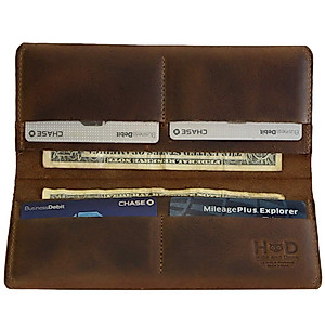 Hide & Drink, Minimalist Dual Folio Wallet Handmade from Full Grain Leather (Bourbon Brown)