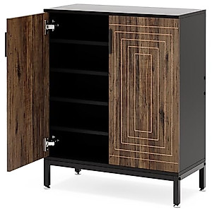 TRIBESIGNS WAY TO ORIGIN Shoe Cabinet, 20 Pairs Modern Shoe Storage Cabinet with Doors, 6-Tier Freestanding Entryway Shoe Organizer Rack for Living Room, Closet, Rustic Brown