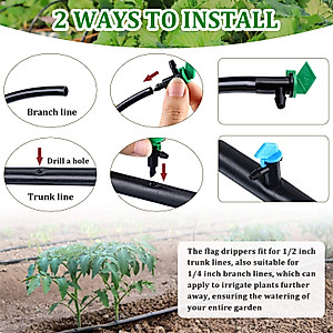 Mudder 60 Pieces Drip Emitter Garden Flag Irrigation Dripper in 3 Sizes, Trees and Shrubs, 1 GPH, 2 GPH, 4 GPH
